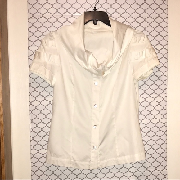 Tops | White Cotton Stretch Blouse | Poshmark